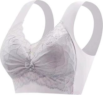 Generic 2026 Soutien-gorge pour femme Soutien-gorge fin fronc&eacute; en dentelle sous-v&ecirc;tements bonnet fixe poitrine femme couverture gilet style essuyage, violet, 