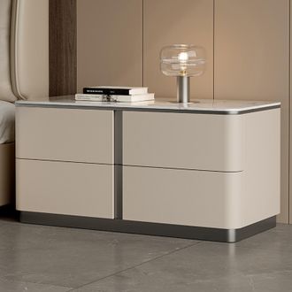 Generic Luxuri&ouml;ser, Minimalistischer Italienischer Nachttisch - Vollmassivholz Mit Vollfl&auml;chiger Tischplatte Aus Sinterstein.(70cm)