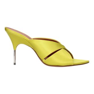 Amina Muaddi Gr&uuml;ne Satin Stiletto-Absatz Sandalen - - Shoes - Damen - Gr&uuml;n - 38 EU