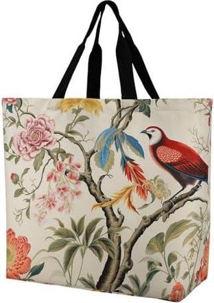 Generic Fleurs Et Oiseaux Sac A Main Femmes L&eacute;ger Sacs De Courses D&eacute;contract&eacute; Sac Fourre-Tout Pour Shopping Gym Universit&eacute;