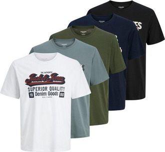 Jack & Jones Rundhalsshirt JJELOGO TEE SS O-NECK 2 COL AW25 5PK MP (Packung, 5-tlg)