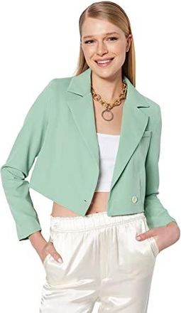 Trendyol Veste Blazer Droite à Manches Longues pour Femme, Green, 38