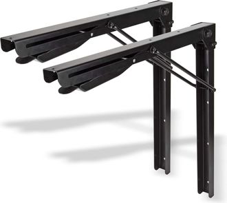 Dema Metall Wandkonsole 2er Set - Klappbare Konsole, Tischbeine, Tischfuß, Regalhalterung, Schwerlast-Wandhalterung, klappbar, belastbar bis 150 kg, schwar