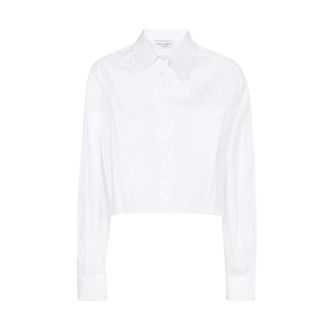 Ermanno Scervino Femme, Blouses et Chemises, Blanc, Taille: 34 FR Chemise en Coton avec Logo Brod&eacute;