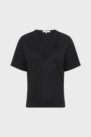 Gerard Darel T-shirt en lin &agrave; broderies - MAEVANELLE - Noir