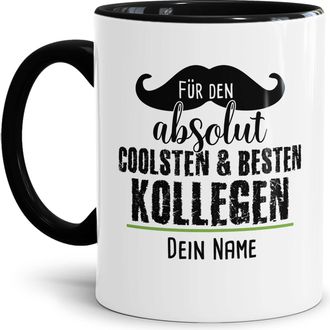 Tassendruck Tasse zum selbst gestalten mit Name - Für den coolsten & besten Kollegen - Geschenk für den Lieblings-Kollegen, Arbeit, Büro - Keramik, Innen & Henkel