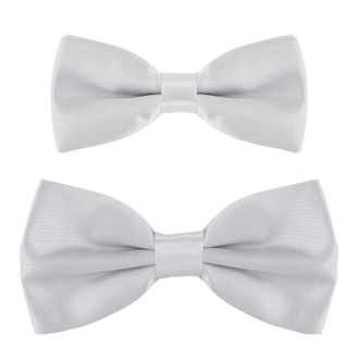 DonDon Vater-Sohn Fliegen Set im Partnerlook, bereits gebunden und verstellbar - Hellgrau