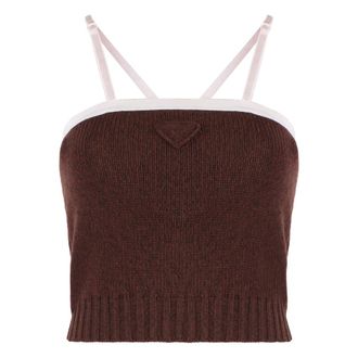 Prada Gerippter Strickwolle Kaschmir Top - - Tops - Damen - Braun - S