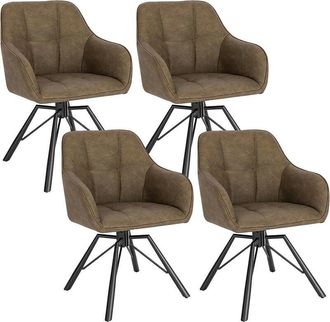 Woltu Esszimmerstühle drehbar 4er-Set, Küchenstuhl, Polsterstuhl, Drehstuhl, bequemer Stuhl mit Armlehnen Rückenlehne, Armlehnenstuhl für Esszimmer