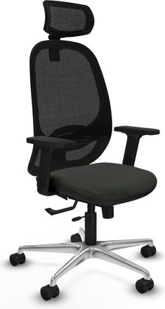 Piqueras y Crespo Schwarzer B&uuml;rostuhl mit 2D-Armlehnen, h&ouml;henverstellbarer Lendenwirbelst&uuml;tze und h&ouml;henverstellbarem Kopfteil, Neigungs- und Neigungsverstellung, ausges