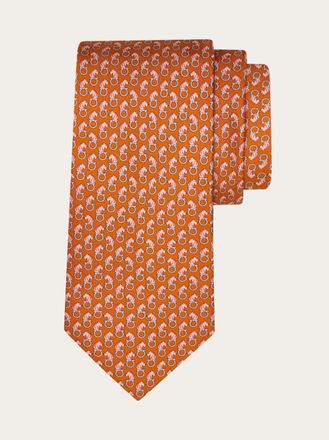 Ferragamo Herren Seidenkrawatte mit Wildkatzenprint Orange