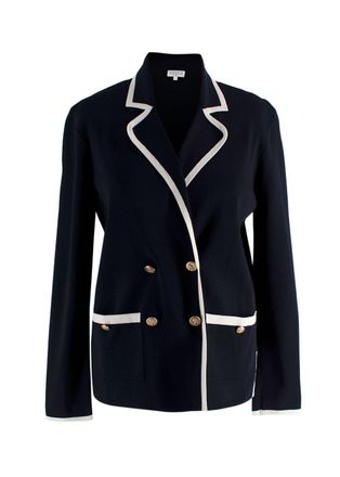Claudie Pierlot Navy Double Breasted Knitted Blazer Size S