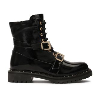 Kazar Lackstiefel mit Rei&szlig;verschl&uuml;ssen und Schn&uuml;rsenkeln - - Shoes - Damen - Schwarzk - 39 EU
