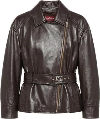 Max Mara Femme, Vestes, Brun, Taille: 36 FR Giusto Biker Jacket