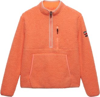 Superdry Damen Outdoor Fleecejacke mit halbem Rei&szlig;verschluss Pastelline Korallrot 36