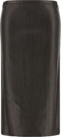 Tom Ford Jupe Midi &Eacute;vas&eacute;e en Cuir - Femme - Jupes - Brun - Taille: 34 FR