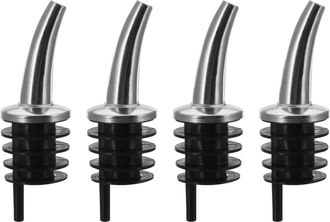 Westmark 4 Spirituosen-/Öl-Ausgießer für Flaschen, extra kurz, mit Luftröhrchen, Metall/Messing, nickelfrei, Kunststoffkorken, Classic Gastro, Silber/Schwarz, 