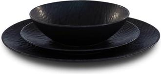 Medard De Noblat Service vaisselle - Mica - Gr&egrave;s - Lot de 18 assiettes - Noir