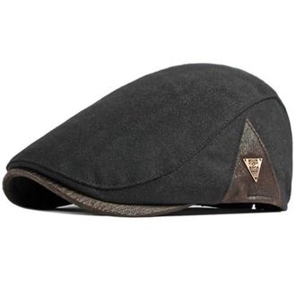 Generic B&eacute;ret casquette homme femme automne hiver chapeau plate vintage artiste peintre b&eacute;ret Pour lautomne et lhiver(Black)