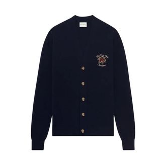 Dr&ocirc;le de Monsieur Homme, Pulls, Bleu, Taille: M Le Cardigan Slogan Rose