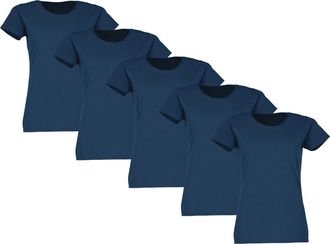 Fruit Of The Loom 5er Pack Ladies&acute; Valueweight T Damen T-Shirt, Navy, XXL