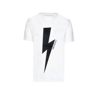 Neil Barrett Bedrucktes Logo Slim Fit T-Shirt - - Tops - Herren - Wei&szlig; - S