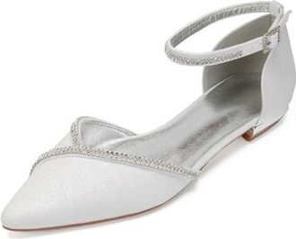 Generic Chaussures Plates Mariage Femme Chaussures De Mari&eacute;e Plates A Bout Pointu pour Plates D&eacute;t&eacute; pour Bureau Travail Soir 1.8Cm,Ivoire,43 EU