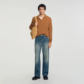 Sandro Verwaschene Baumwoll-Baggy-Jeans