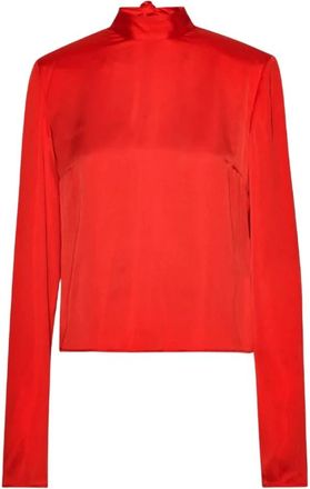 Rotate Rotate Birger Christensen, Femme, Blouses et Chemises, Rouge, Taille: 40 FR Haut en satin avec dos drap&eacute;