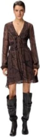 Pinko Pinko, Femme, Robes, Brun, Taille: 36 FR Robe Courte Pliss&eacute;e avec D&eacute;coupe