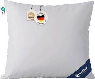 Casimum 3-Kammer Daunenkissen, Füllung: 100% Daunen (Außenkammern), Made in Green, allergikerfreundlich, für Rücken- und Seitenschläfer (80x80cm)
