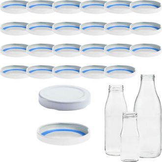 mikken Art 25 Deckel für Glasflaschen TO48 / 5 cm - Blueseal - BPA/PVC-frei, Twist-Off Ersatzdeckel Schraubdeckel für Milchflaschen und Saftflaschen Farbe weiss