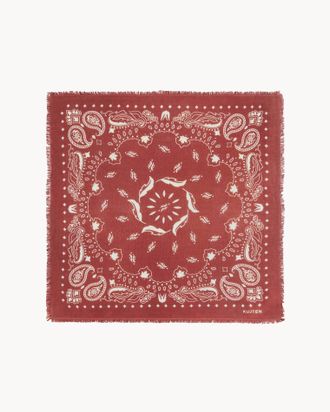 Kujten Bandana cachemire tricotage jersey imprim&eacute; - Grand Bandana Hachiko Feather