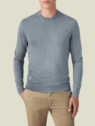 Luca Faloni Pullover mit Rundhalsausschnitt in French Blue aus Seiden-Kaschmir für Herren