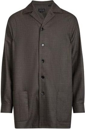 Lacoste Chemise Nottingham oversize en laine et coton m&eacute;lang&eacute;s