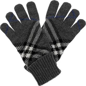 Burberry Gants en m&eacute;lange de cachemire &agrave; motif Check - unisex - Accessoires - Gris - Taille: M/L