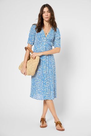 Gerard Darel Robe cintrée à fleurs - PIPPA - Bleu ocean