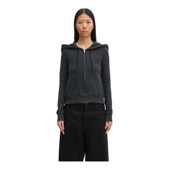 Maison Margiela Gef&auml;rbter Cropped Zip Hoodie - - Sweatshirts & Hoodies - Damen - Schwarzk - L