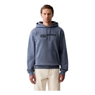 Karl Lagerfeld SweaT-shirt &agrave; capuche avec logo - Homme - Sweatshirts et sweats &agrave; capuche - Bleu - Taille: L