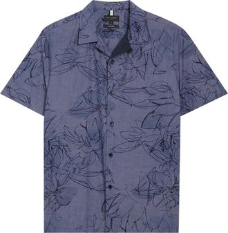 Ted Baker Terroni Regular Chambray Floral Dunkelblaues Hemd