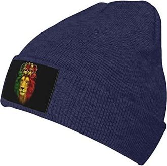 Generic Revers Bonnet Judah Lion, Le Reggae Jamaïcain Confortable Knit Cuffed Beanie Élégant Tricot Casquette pour Hiver Femme Sports