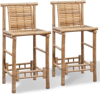 vidaXL Vidaxl - Lot de 2 tabourets de bar en bambou - Hauteur dassise 70 cm - Dimensions 53 x 45 x 102 cm - Conception robuste et &eacute;l&eacute;gante
