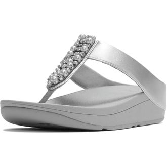 FitFlop Fitflop Fino Toe-Post Polyurethan Damen Silber Sandalen