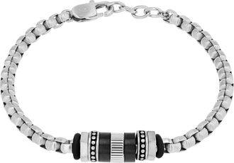 Tom Tailor Tom Tailor Armband mit Anh&auml;nger f&uuml;r Herren, Edelstahl und Kautschuk, 20+2 cm, silber, Geschenkidee, Armschmuck, Herrenschmuck, 2100633