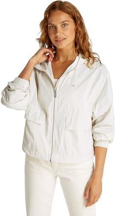 Calvin Klein Veste Coupe-Vent Femme Cotton Nylon Légère, Beige (Tofu), XL