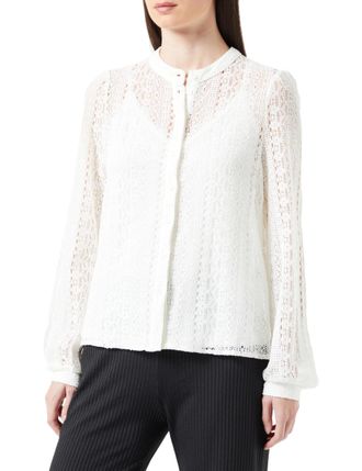 Pieces Damen Pcjia Ls Lace Shirt, Cloud Dancer, XL