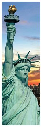 1art1 New York Freiheitsstatue Und Skyline Bei Sonnenuntergang Selbstklebende Fototapete Poster-Tapete 240x75 cm