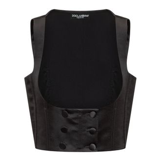 Dolce & Gabbana Femme, Tops, Noir, Taille: 40 FR Tuxedo Double-breasted Gilet