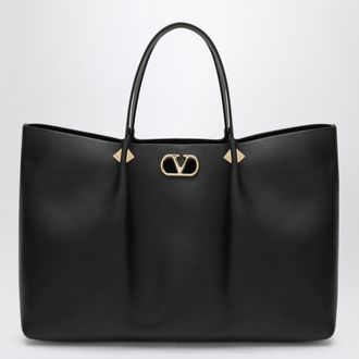 Valentino Garavani Gro&szlig;e Rockstud Shopping-Tasche aus schwarzem Leder