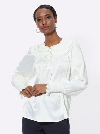 Cr&eacute;ation L Klassische Bluse Satin-Bluse Langarm